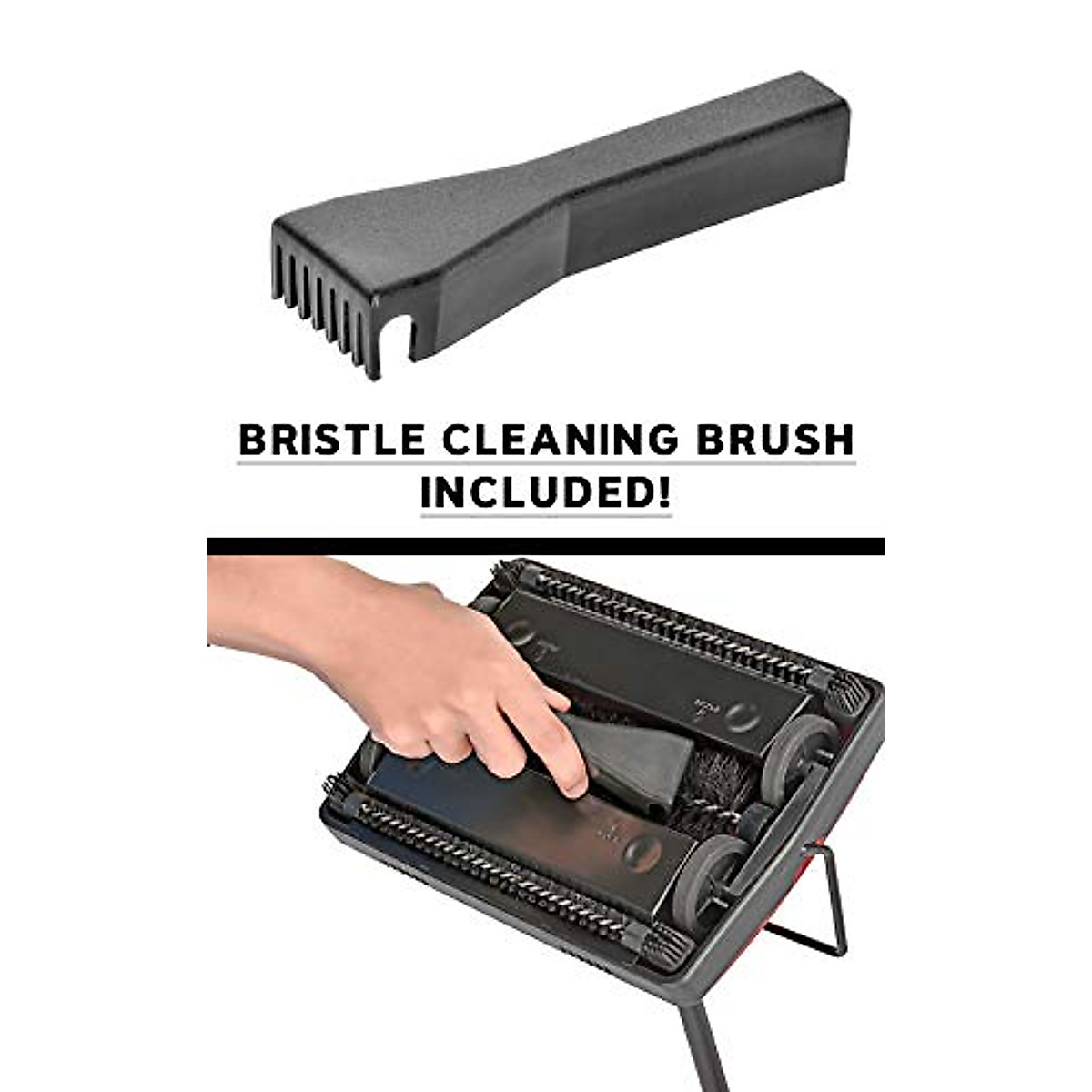 Alpine Industries Triple Brush Floor & Carpet Sweeper – Heavy Duty & Non Electric Multi-Surface Cleaner - Easy Manual Sweeping for Carpeted Floors (Red)