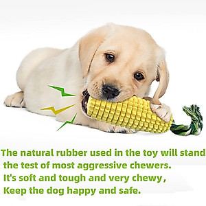 uOSXRcV Natural Rubber Chew Dog Toys，Dog Chew Toys, Puppy Toothbrush Clean Teeth Interactive Corn Toys, Dog Toys Aggressive Chewers Meduium Large Breed，Corn Dog Toy