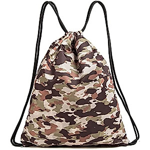 HSYA Drawstring Backpack Water Resistant String Bag with Inside & Outside Zipper Pockets Large Bag Gym Sack Unisex