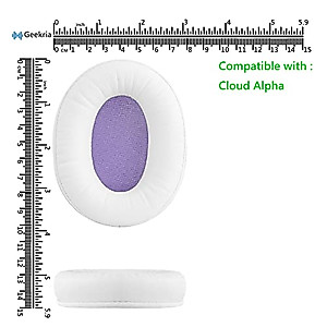 Geekria QuickFit Replacement Ear Pads for HyperX Cloud Alpha, Alpha S, Alpha Limited Edition Gaming Headphones Ear Cushions, Headset Earpads, Ear Cups Cover Repair Parts (White)