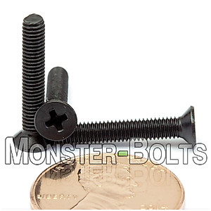MonsterBolts - M3 x 18mm Phillips Flat Head, DIN 965, Alloy Steel, Black Oxide, 10 Pack