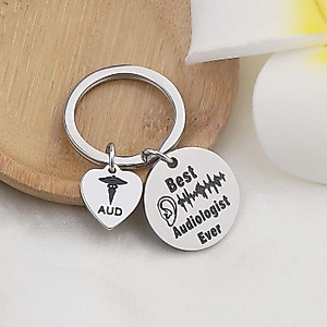 bobauna Audiology Audiologist Keychain Best Audiologist Ever Medical Gift (Best Audiologist Ever Keychain)
