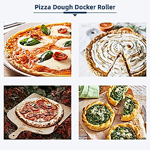 DOXILA Pizza Dough Docker Roller Pins Pastry Dough Tool, Stainless Steel Handle Roller Pin Puncher for Cake Pie Cookies Bread Pastry Baking Cooking Tool
