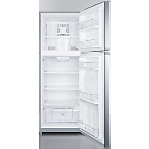 Summit FF1427SS 26"" Top Freezer Refrigerator with 12.9 cu. ft. Capacity Adjustable Glass Shelves Reversible Doors Interior Light in Stainless Steel