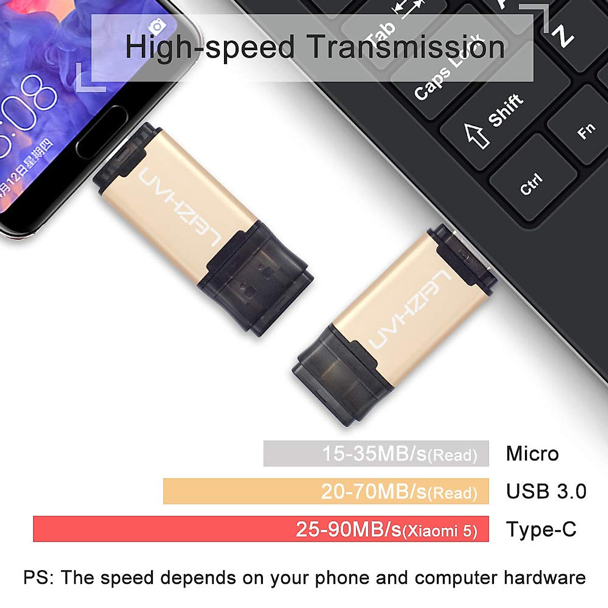 128GB 3in1 USB Flash Drive for Android Phone (Both Micro and Type-C),USB 3.0 3-in-1 128GB Photo Stick for Samsung Galaxy Note 10, S10,Note 9, S9, S8,S7,S6,S5, Google Pixel USB Drive
