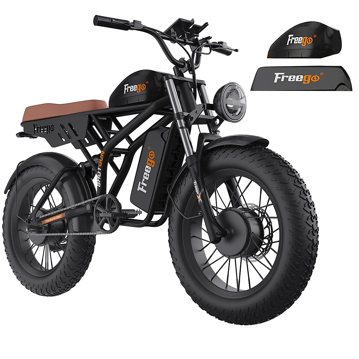 Freego Electric Bike for Adults, Dual Motor & Dual Battery, 2000W/48V/40Ah, 20"x4.0" Fat Tires Off Road Electric Bicycle with Removable Battery, 34MPH & 68 Miles Long Range E Bike UL Certified