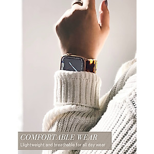 Heesch Tortoise Shell Watch Band for Apple 40mm for Women Resin Stretchy Watch Strap Bracelet for Apple Watch Series 7 Band for iWatch Wristbands 38mm