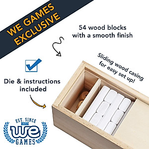 WE Games Wooden Block Stacking Party Game for Adults, Tumble Tower Wedding Guest Book Alternative, Tabletop Games, Includes Storage Case, 12 inches