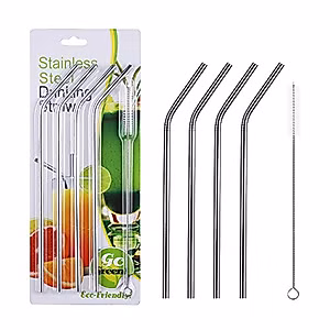 4 Pcs Reusable Metal Drinking Straws 8.5 Inch Stainless Steel Straw 6mm Diameter Wide -Compatible with 20oz Yeti Tumblers Eco-Friendly Washable non-plastic or glass - UNbreakable