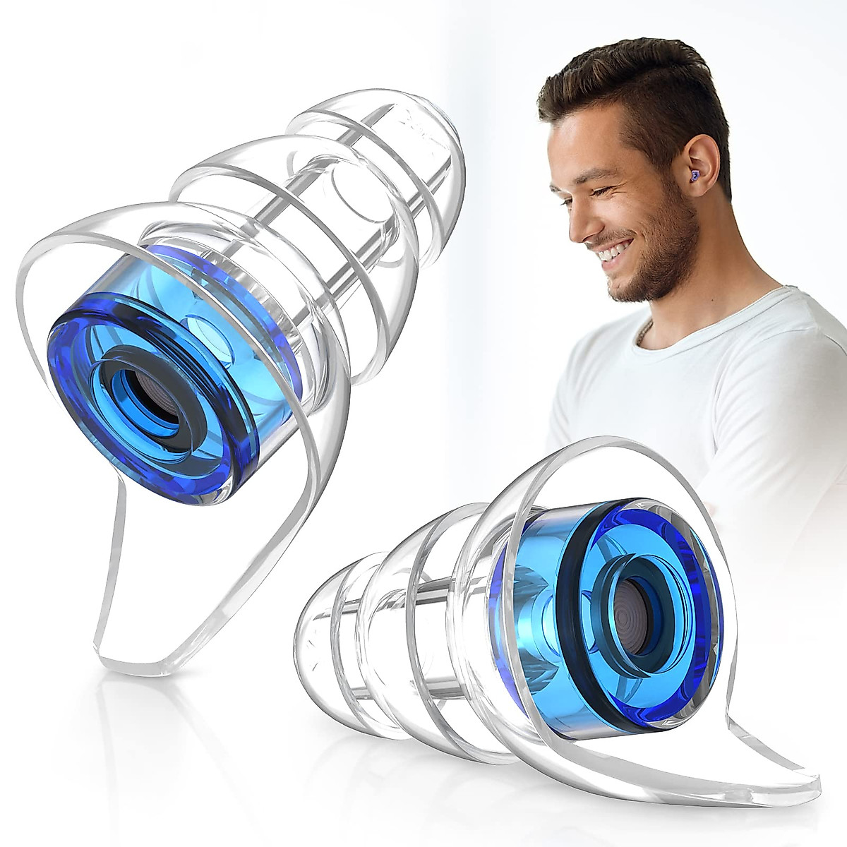 2 Pairs High Fidelity Concert Ear Plugs, Silicone Hearing Protection Earplugs, Noise Reduction Music Ear Plugs for Concerts, Musicians, Festival, DJ’s, Nightclub, Drummers and Raves Party - 23dB