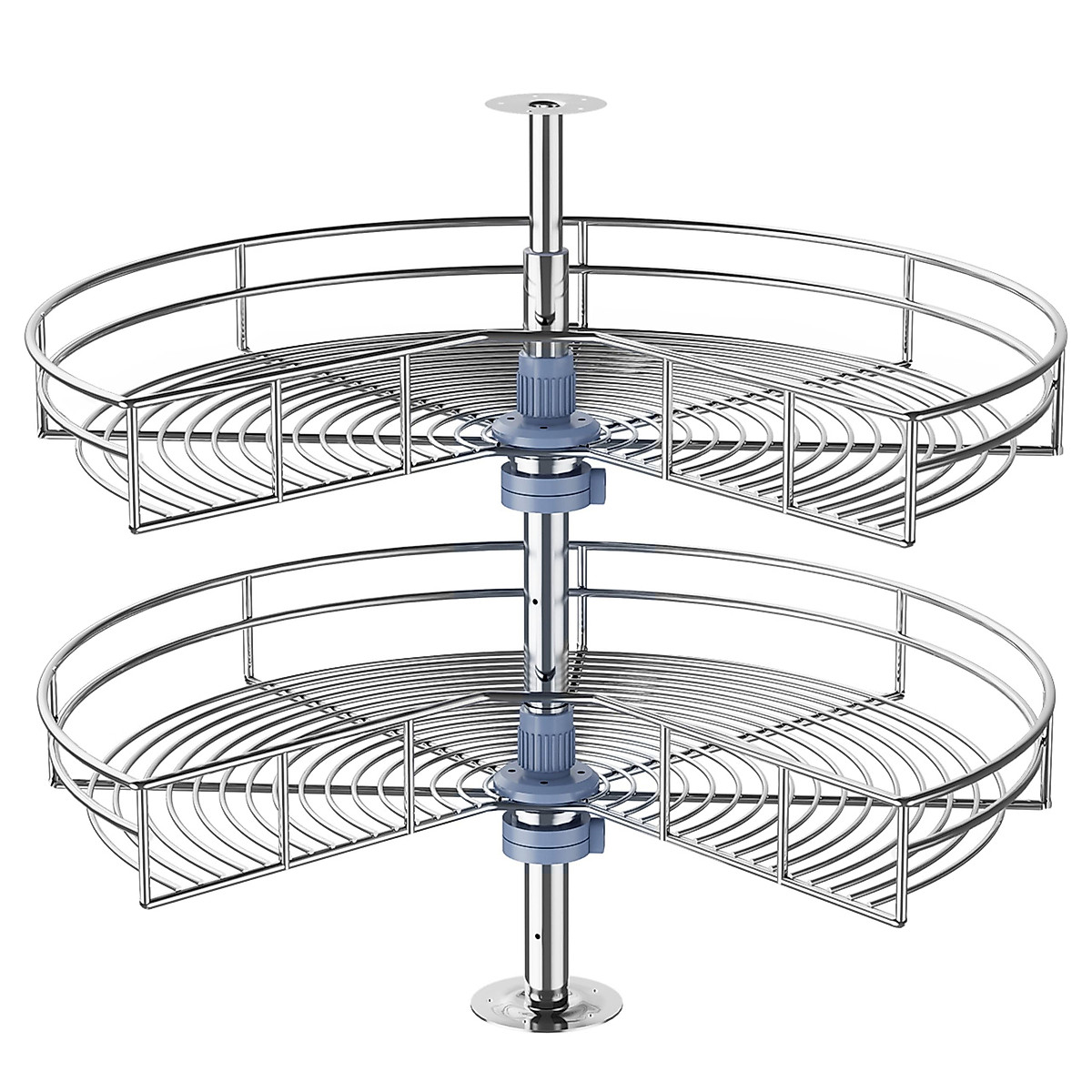 JOWBOOW 28" Corner Cabinet Lazy Susan Turntable, 270° Adjustable Height Chrome Replacement Shelves for Kitchen Corner Cabinet