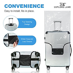 Explore Land Clear Luggage Cover Tough Protector Fits for 18-20 Inches Suitcase for Travel Airplane (PVC, S)