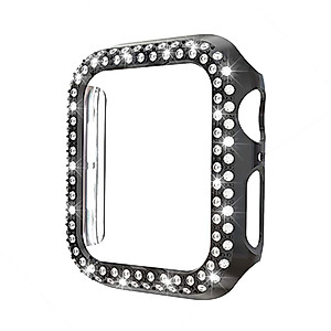 [5-Pack] Protector Case Compatible with Apple Watch Series 3 Series 2 Series 1 38mm Cover, Double Row Bling Crystal Diamonds Protective Cover PC Plated Bumper Frame Accessories (5 Colors, 38mm)