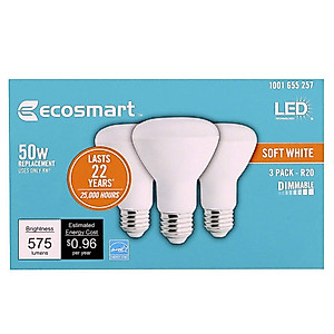 EcoSmart 50-Watt Equivalent R20 Dimmable Energy Star LED Light Bulb Soft White (6-Pack)