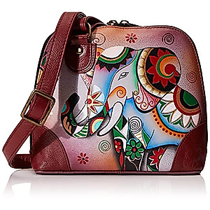 Anna by Anuschka Leather Small Multi Compartment Zip-Around Organizer, Retro Elephant