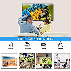 Projection Screen 16:9 4K/8k HD Foldable Anti-Crease Portable 3-Layer Projector Movies Screen for Home Theater Outdoor Indoor Backyard Support Double Sided Projection (150 inch)