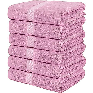 Utopia Towels 6 Pack Medium Bath Towel Set, 100% Ring Spun Cotton (24 x 48 Inches) Medium Lightweight and Highly Absorbent Quick Drying Towels, Premium Towels for Hotel, Spa and Bathroom (Pink)