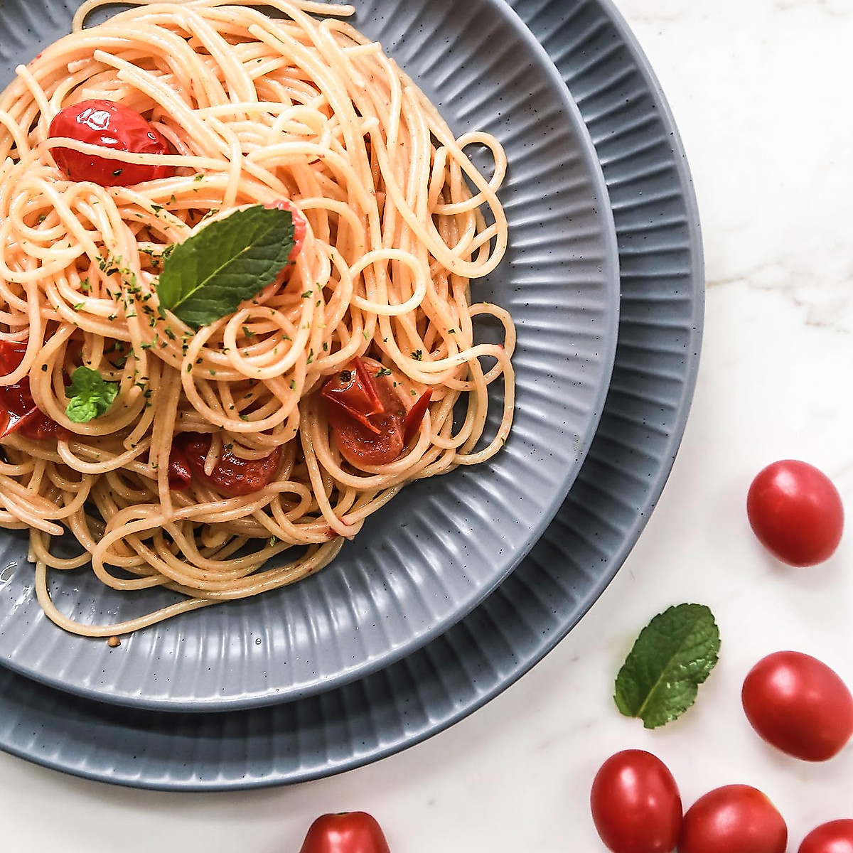 Stone Lain Logan 12 Pieces Stoneware Dinnerware Set, Grey