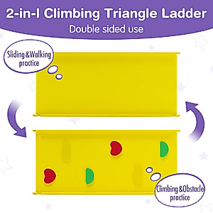 Wonline 3 in 1 Triangle Climber with Ramp Wooden Toddler Climbing Triangle Toys for Sliding and Climbing, 3-Piece Set Play Equipment for Kids Boys Girls Toddler Gym Play Set
