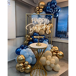 Blue Graduation Balloon Garland Arch Kit Metallic and Macaron Gold and Metallic for Birthday Party Decorations Wedding Bridal Baby Shower Ivory White