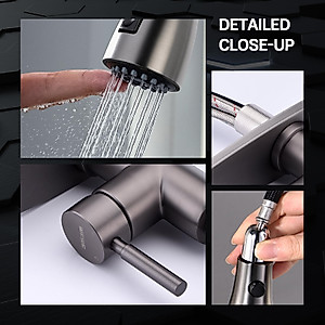 WEWE Kitchen faucets with Pull Down Sprayer, Farmhouse Kitchen Faucet Oil Rubbed Bronze Commercial Modern high arc Stainless Steel Single Handle Single Hole for Utility rv Laundry Sinks