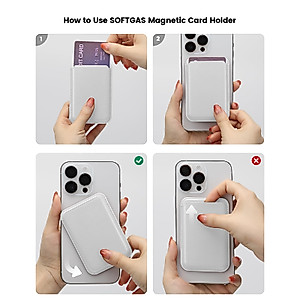 SOFTGAS Magnetic Phone Wallet for Apple MagSafe, Card Wallet Holder for iPhone 15 Pro Max/15 Plus/15 Pro/15, 14 Pro Max/14 Plus/14 Pro/14, 13 Pro Max/13 Pro/13, 12 Pro Max/12 Pro/12, Snow White