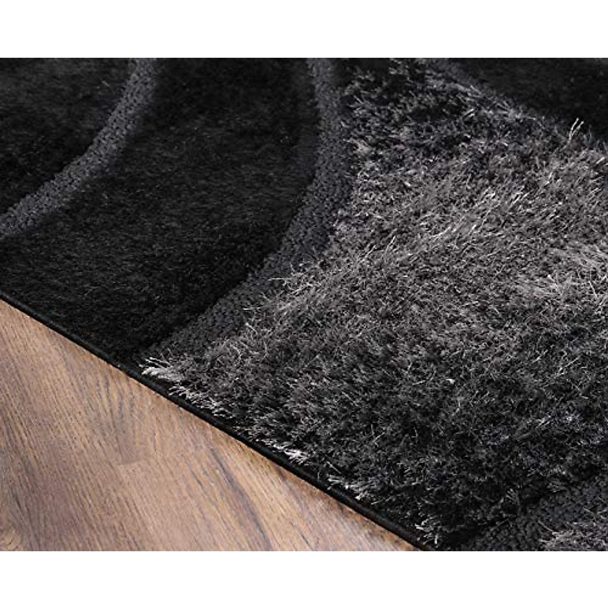 L'Baiet Naomi Black White Abstract Circle Pattern Graphic Soft Shag Indoor 2' x 3' Area Rug