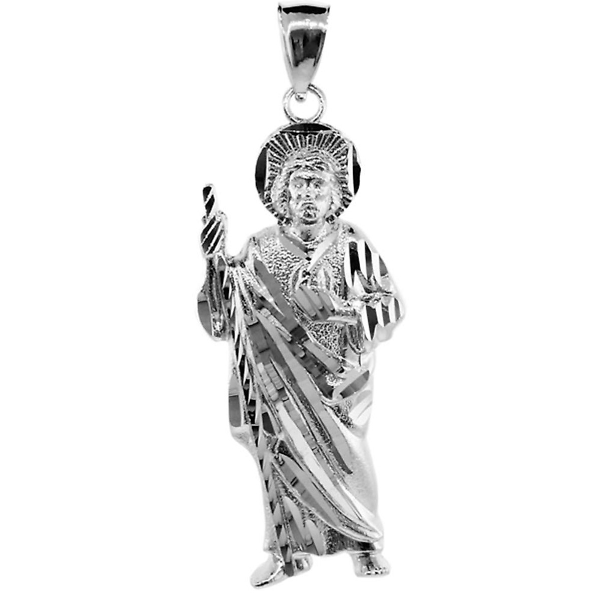 925 Sterling Silver Saint Jude Necklace Pendant (Large)