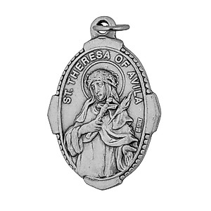 1" Saint and Holy Subject Medal with Prayer Card | Over 25 Different Saints | Durable and Detailed Charm | Pendant Medal Carded with Prayer | Christian Jewelry (St. Teresa of Avila)