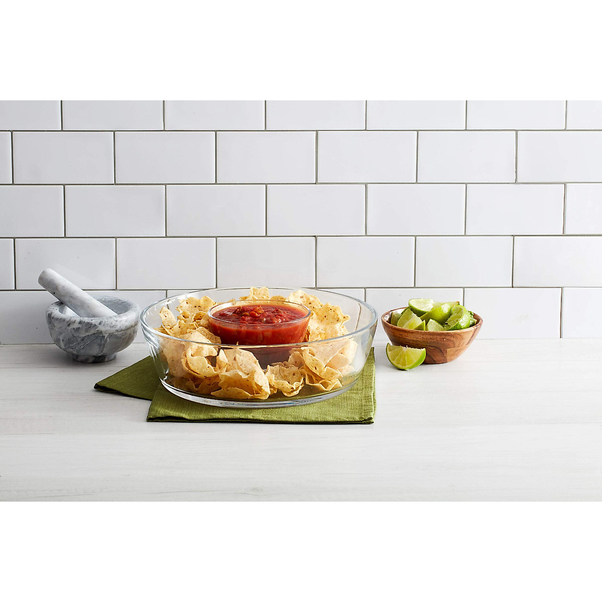 Mikasa Glass Napoli Chip and Dip Set, 11-Inch, 2-Piece, Clear