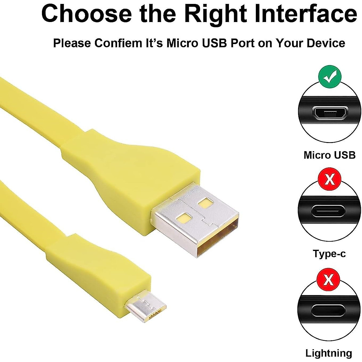 Sqrmekoko Quick Charger Cable Adapter Compatible with Ultimate Ears UE Boom MEGABOOM Wireless Speaker White & Yellow