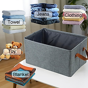 4 PCS Linen Storage Baskets with Metal Frame, Shelf Organizer Bins, Fabric Baskets Foldable Storage Bin, Closet Organizers and Storage, Storage Basket for Organizing Wardrobe, Shelves, Bedroom