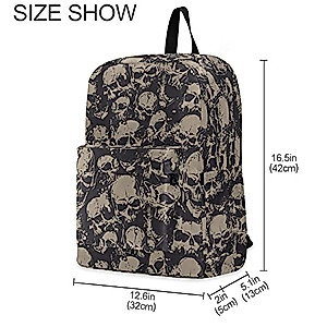 ZzWwR Grunge Skulls Pattern Polyester Computer Backpack Big Daypack for Business Sport Travel School Bookbags