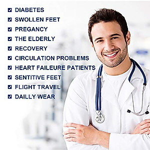 Facool Womens Diabetic Socks, Warm Cushion Cotton Crew Non Binding Loose Top Circulatory Viasox Diabetes Seamless Toe Moisture Wicking Wellness Socks, 6 Pairs Beige Medium