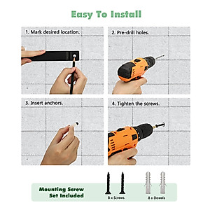 Housolution Kitchen Rail with 15 Hooks, 16 Inch Kitchen Utensil Hanger Utensil Rack Wall Mounted Hanging Utensil Holder for Kitchen, Black