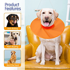 Dog Recovery Collar,Dog Soft Cone Collar Alternative After Surgery,Adjustable,Breathable E Collar for Large/Medium/Small Dogs Cats,Orange L