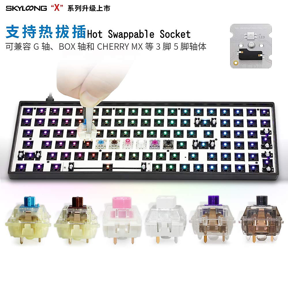 KPREPUBLIC gk96 gk96x hot swappable Custom Mechanical Keyboard Kit Support RGB Switch LEDs Type c Software programmable Balck White case (GK96X White Case Kit x1)
