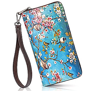 APHISON Women's Wallets Large Capacity Clutch Wallet For Women Ladies Wallets Clearance Credit Card Holder Womens RFID Wallet Moon Cute Cow Cat Elephant Fox Cell Phone Purse 684-0170A