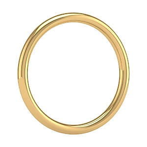 14K Yellow Gold 2mm Plain Wedding Band (Ring Size 6)