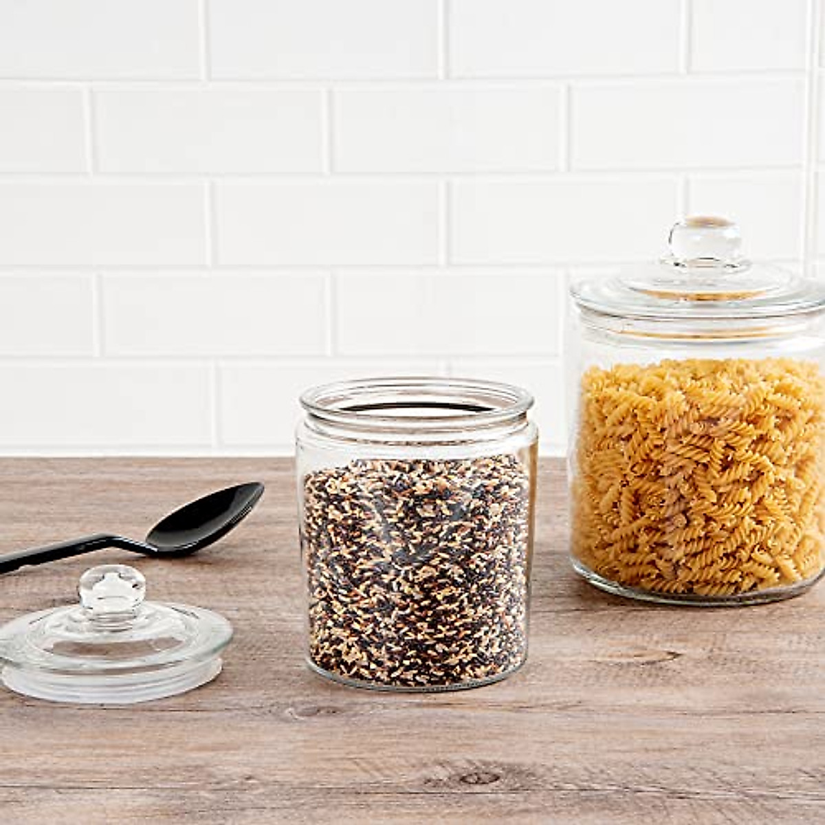 Restaurantware Vetri 0.5 Gallon Glass Storage Jar 1 Dishwashable Glass Cookie Jar - Airtight Seal Wide Opening Clear Glass Candy Jar Knob Handle Lid For Kitchen Laundry Or Storage