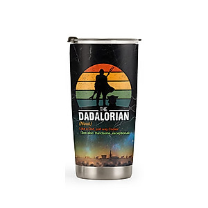 20oz The Dadalorian Tumbler, Grandpa, Father Gifts, Dad Gifts, Coffee Thermos for Men, Stainless Steel Double Wall Vacuum Insulated Coffee Mug, Travel Cup with Lid