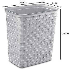 Sterilite 10346A06 3.4 Gallon/13 Liter Weave Wastebasket, Cement, 6-Pack