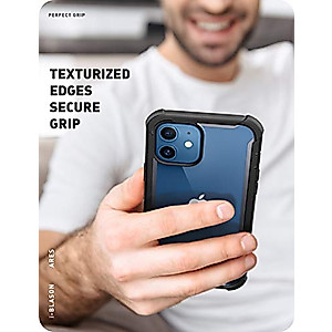 i-Blason Ares Series Designed for iPhone 12 Mini Case (2020), Dual Layer Rugged Clear Bumper Case with Built-in Screen Protector (Black)
