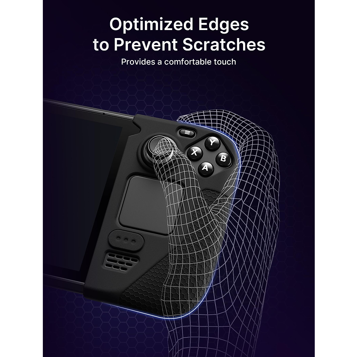 JSAUX Silicone Grip Protection Case Compatible with Steam Deck OLED/LCD, Steam Deck Grip, Steam Deck GripSkin, GripArmor Silicone Sleeve Set (one Left and one Right) - GP0016 Black