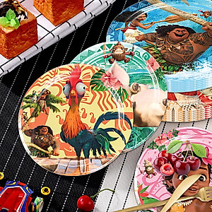 ANYMONYPF 60 Pcs Moana Party Supplies 6 styles Princess Plates Moana Disposable Plates Moana Party Decorations for Moana Party Favors