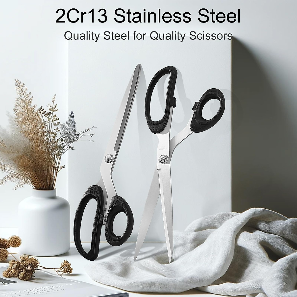 10-Inch All-Purpose Sharp Fabric Scissors - Heavy-Duty Stainless Steel Professional Shears for Cutting Clothes, Leather - Ideal for Tailor, Home, Office Use.