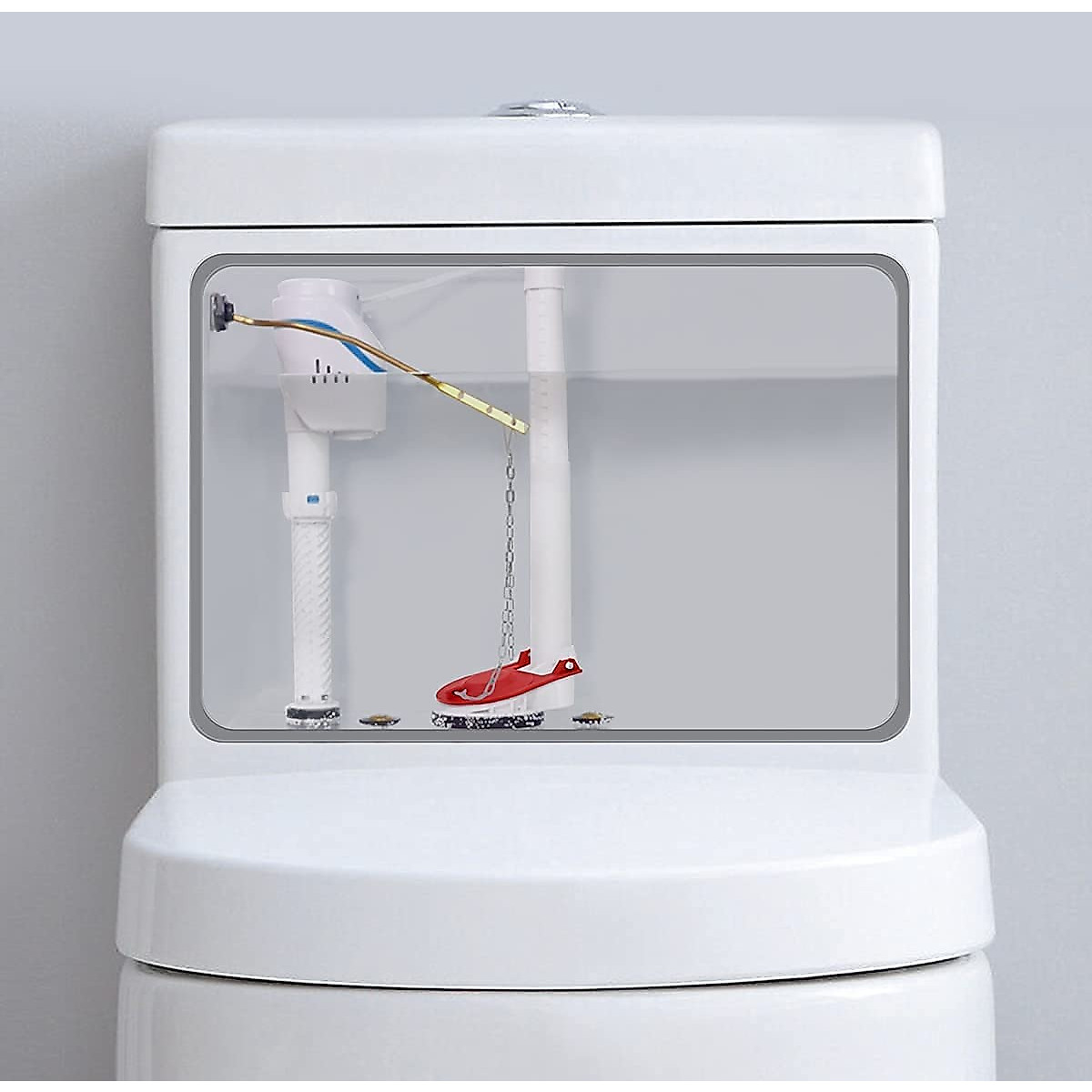 Toilet Flapper High Performance Universal Flapper for 2-Inch Flush Valves with Stainless Chain, Long Lasting Rubber-Easy to Install Red (2 inch 2pc)