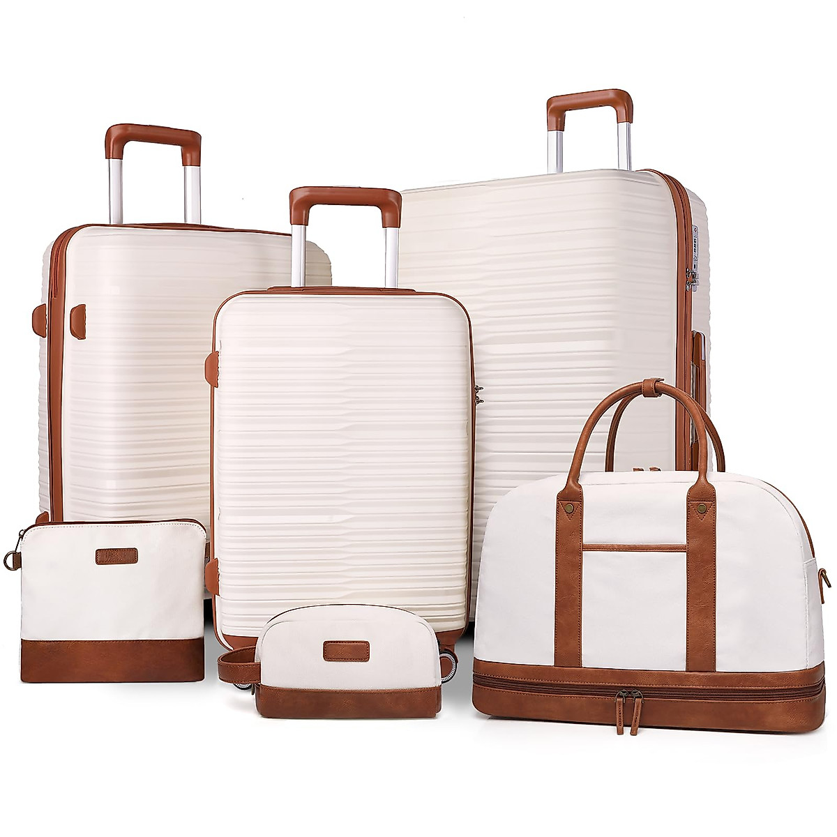 RUNCODE Travel Luggage Sets 6 Piece with Spinner Wheels and TSA Lock, Lightweight ABS Hard Shell Carry On Suitcase Set with 360° Double Wheels for Traveling Women (20"/24"/28")