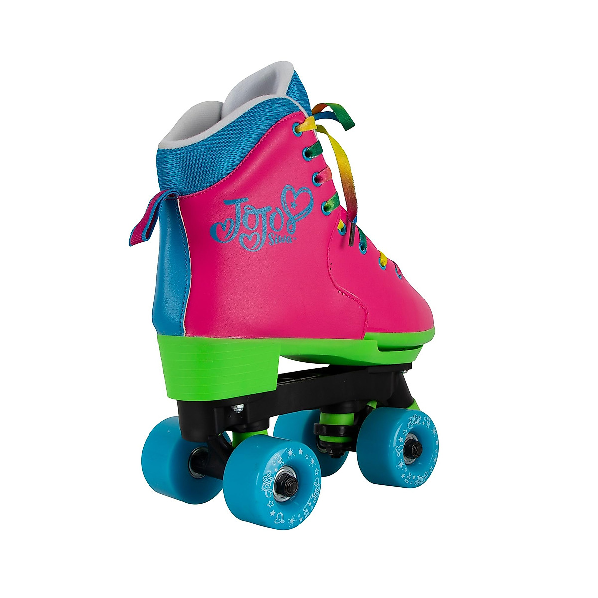 Circle Society Adjustable Roller Skates for Girls, JoJo Siwa Rainbow Design – Classic Kids' Skates, Sizes 12-3, Ideal for Indoor & Outdoor Skating Fun