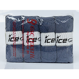 Lot of 4 x 100gr Skeins Ice Yarns Natural Cotton (100% Cotton) Yarn Jeans Blue